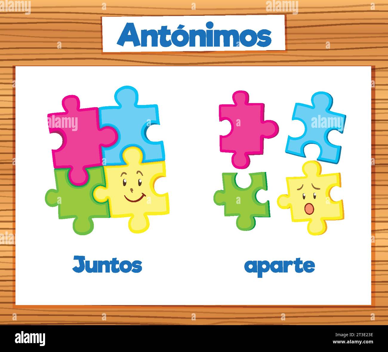 Illustrated picture word card in Spanish for education antonyms Stock ...
