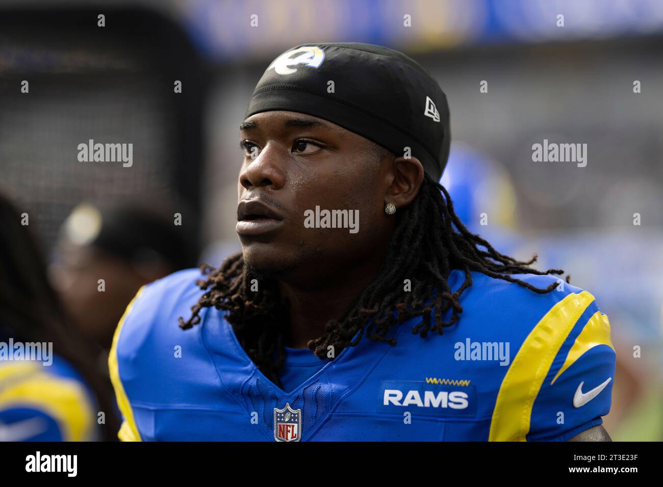 Los Angeles Rams running back Zach Evans (21) walks back to the locker ...