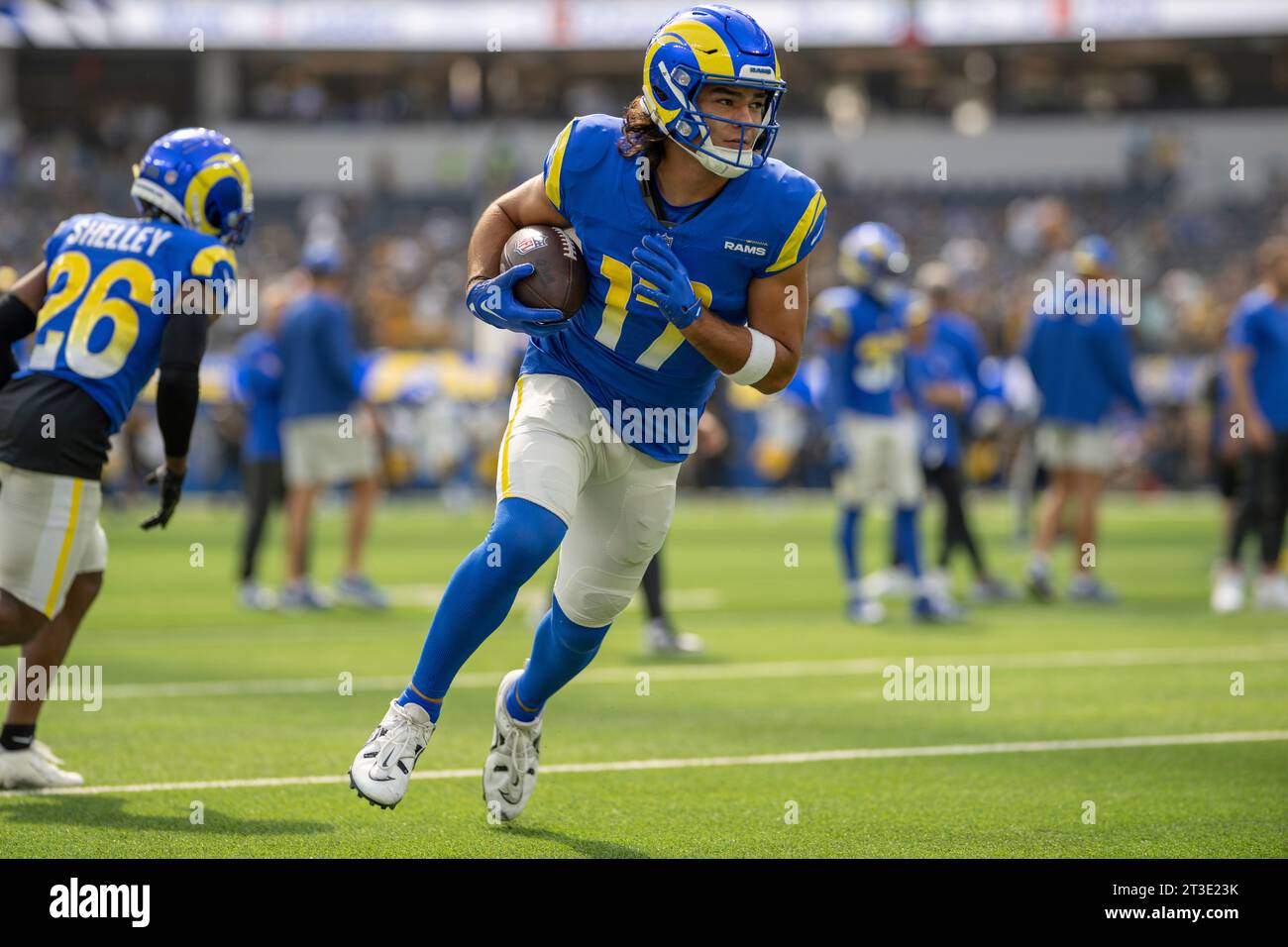 Los Angeles Rams wide receiver Puka Nacua (17) runs with the ball ...