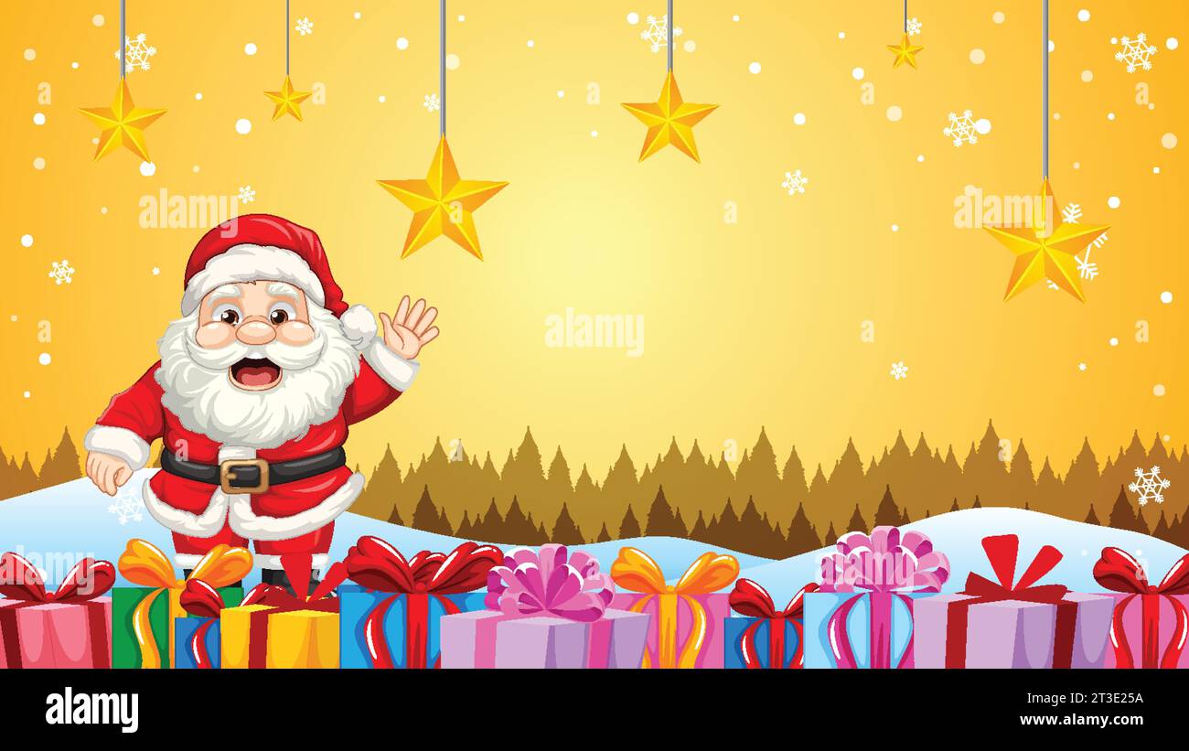 A jolly Santa Claus with a joyful expression, amidst a plethora of ...