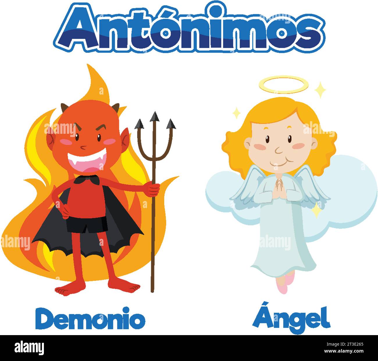 Illustrated picture word card with Bad and Good in Spanish Stock Vector ...