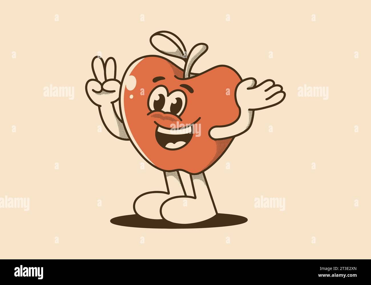 Vintage mascot character illustration of happy apple fruit Stock Vector ...