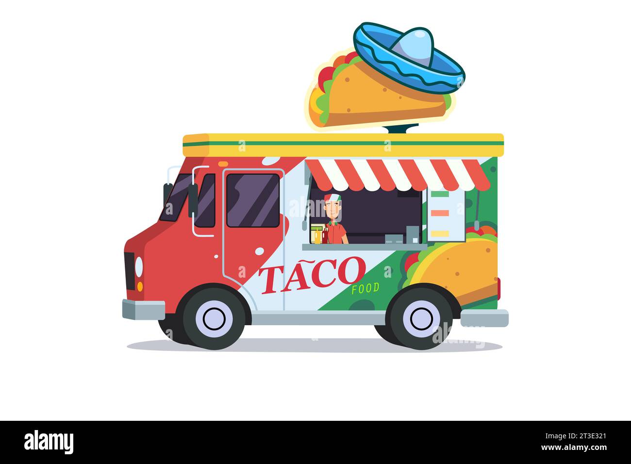 A vector illustration of Taco Food Truck Vendor Stock Vector Image ...