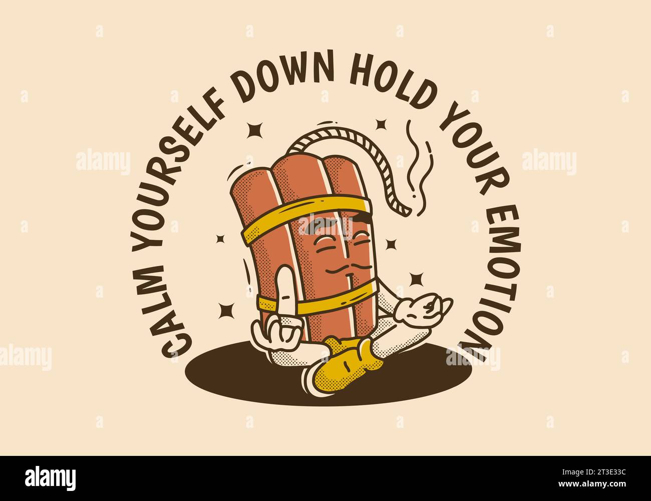 Calm yourself down hold your emotion. Vintage mascot character design ...