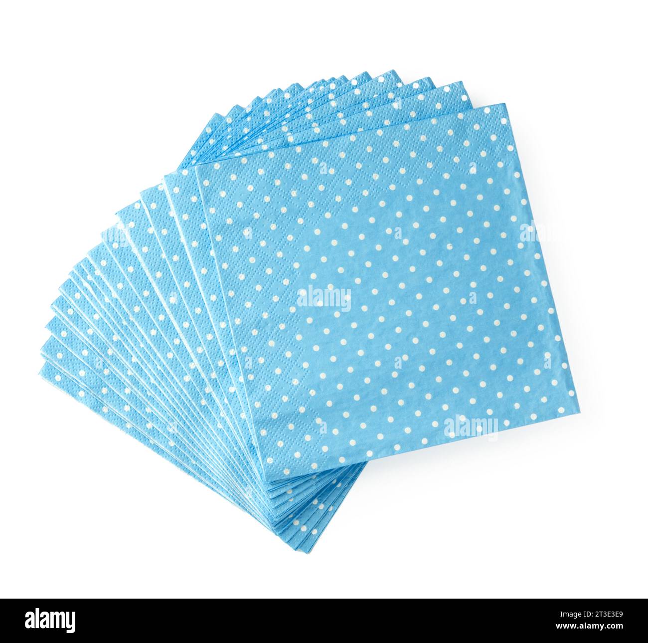 Stack of blue dotted paper napkins isolated on white Stock Photo - Alamy