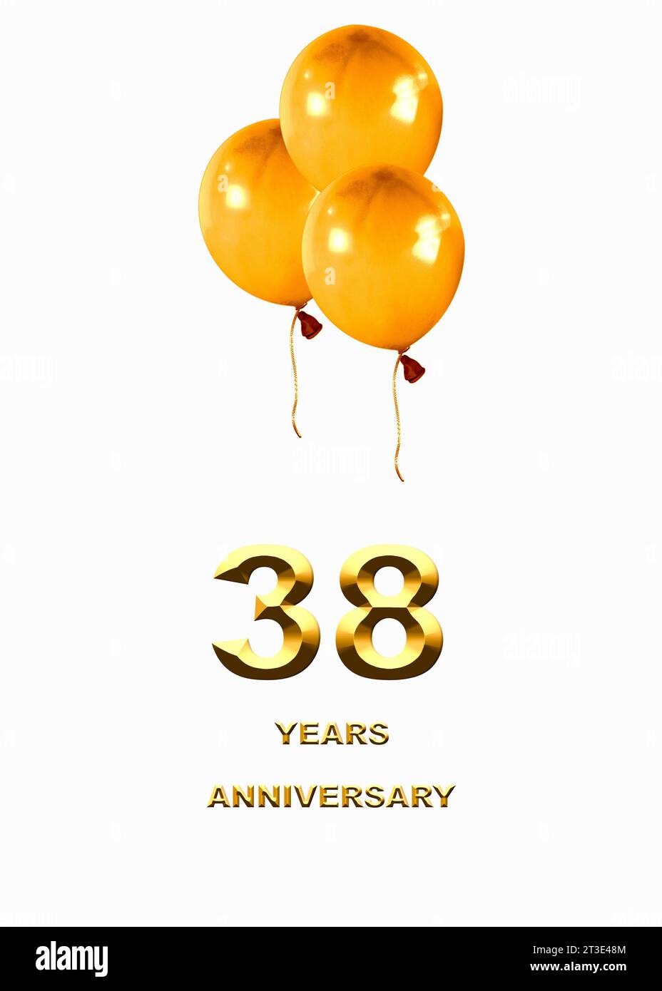 3d illustration, 38 anniversary. golden numbers on a festive background ...