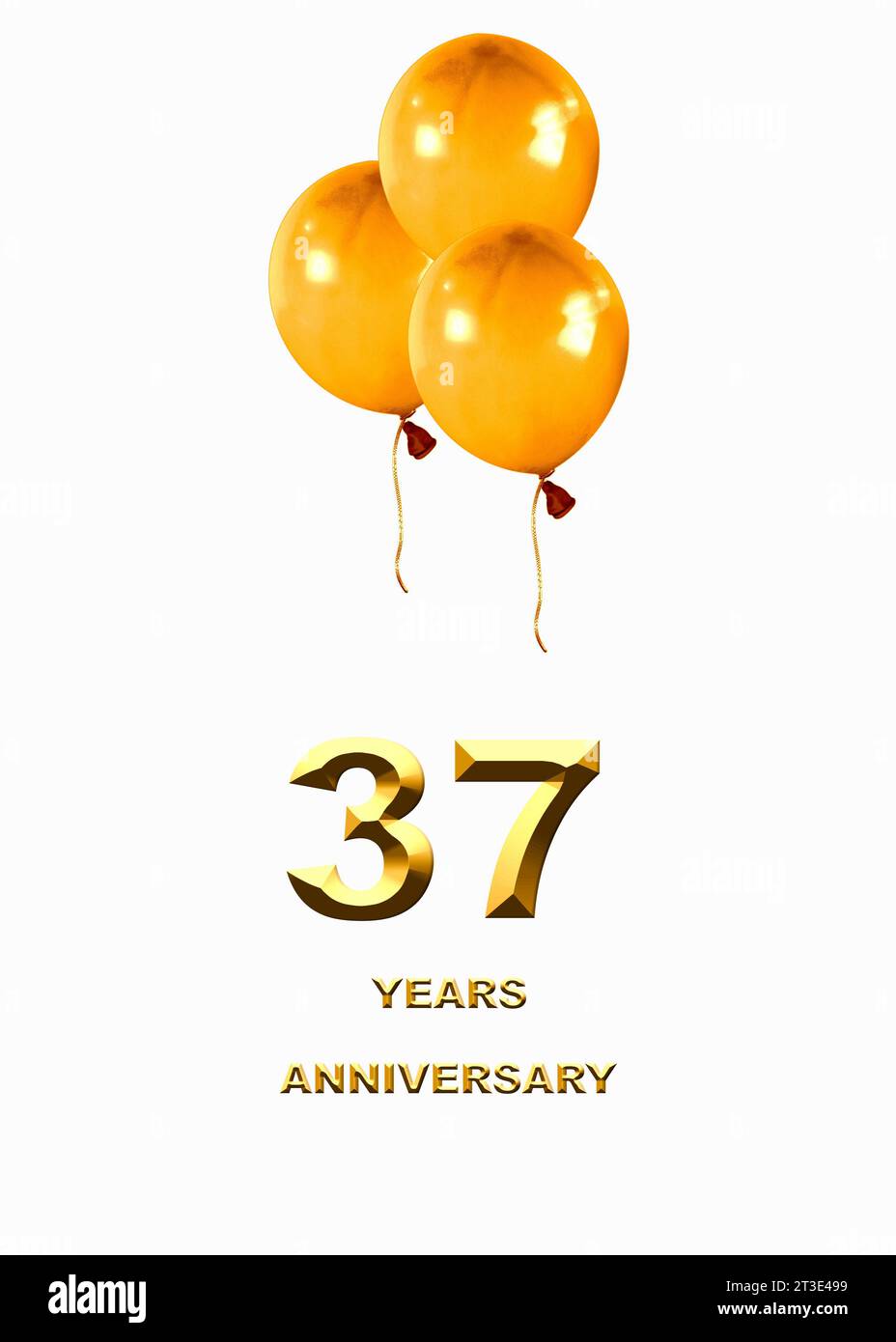 3d illustration, 37 anniversary. golden numbers on a festive background ...