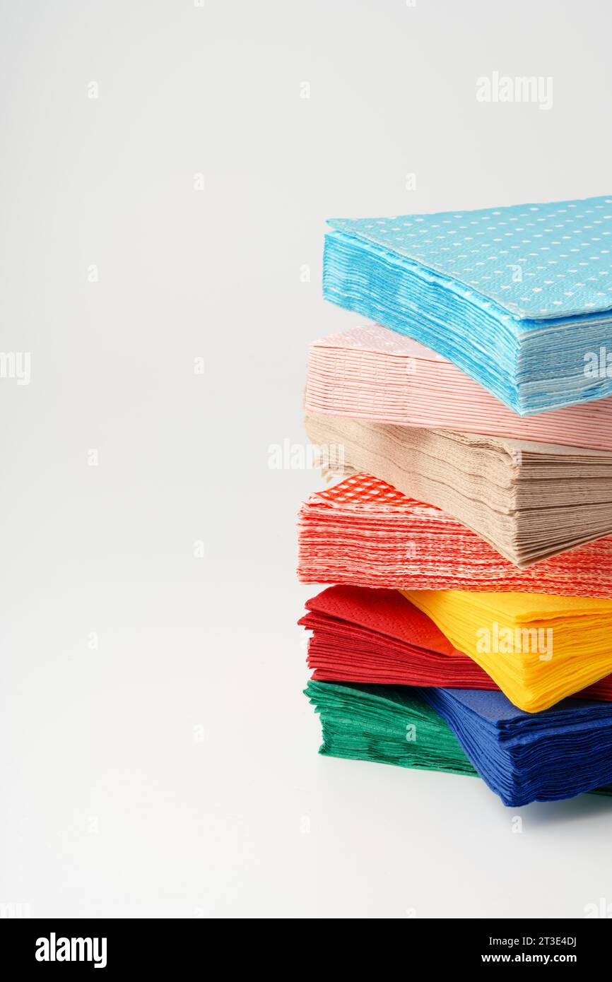 Stack of paper napkins on white background Stock Photo - Alamy