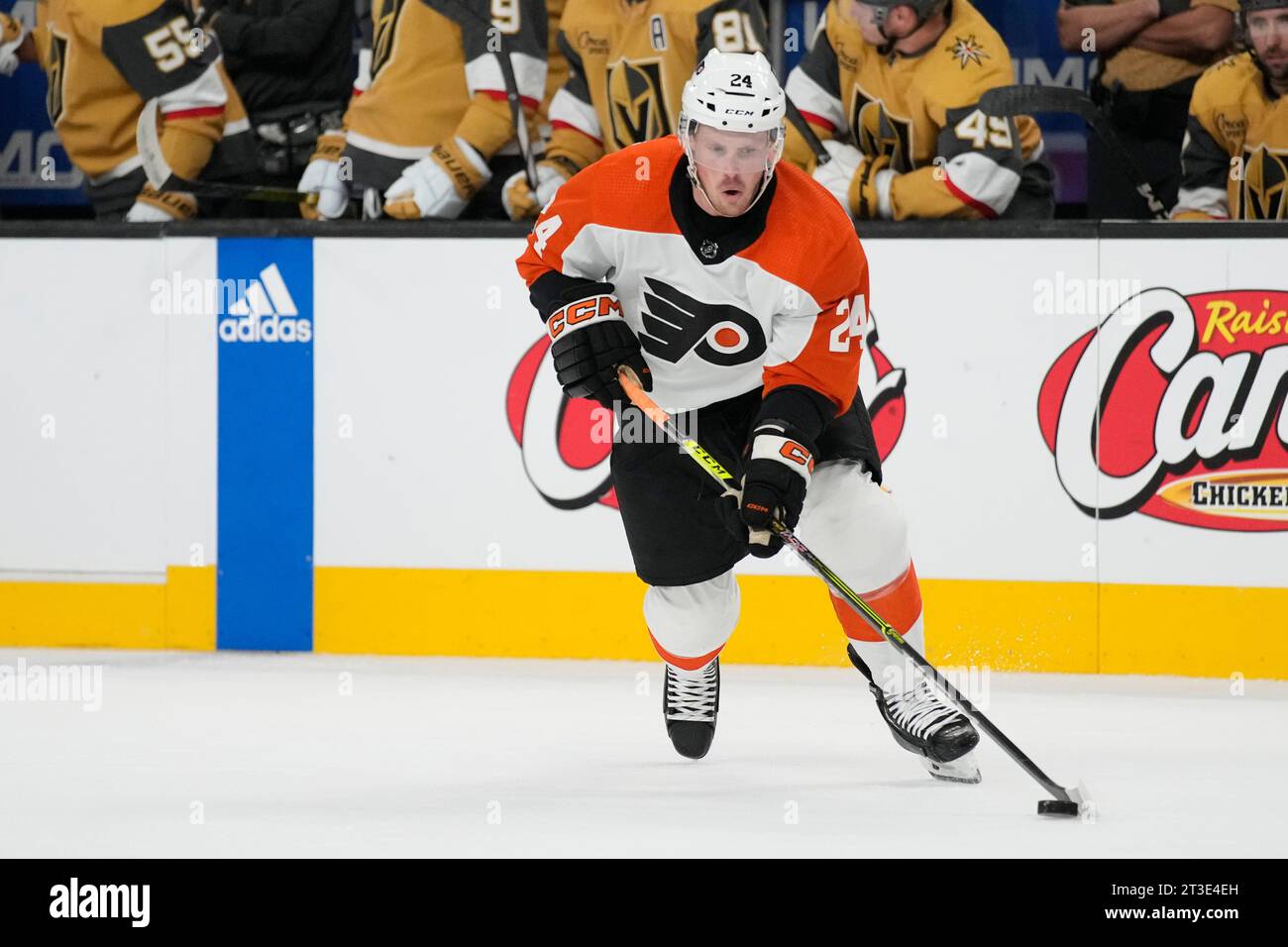 Philadelphia Flyers defenseman Nick Seeler (24) plays against the Vegas ...