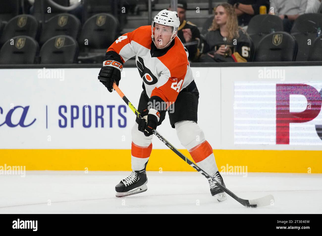 Philadelphia Flyers defenseman Nick Seeler (24) plays against the Vegas ...