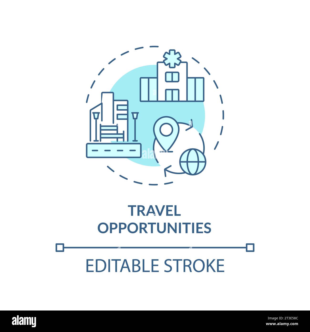 2D thin line blue icon travel opportunities concept Stock Vector Image ...