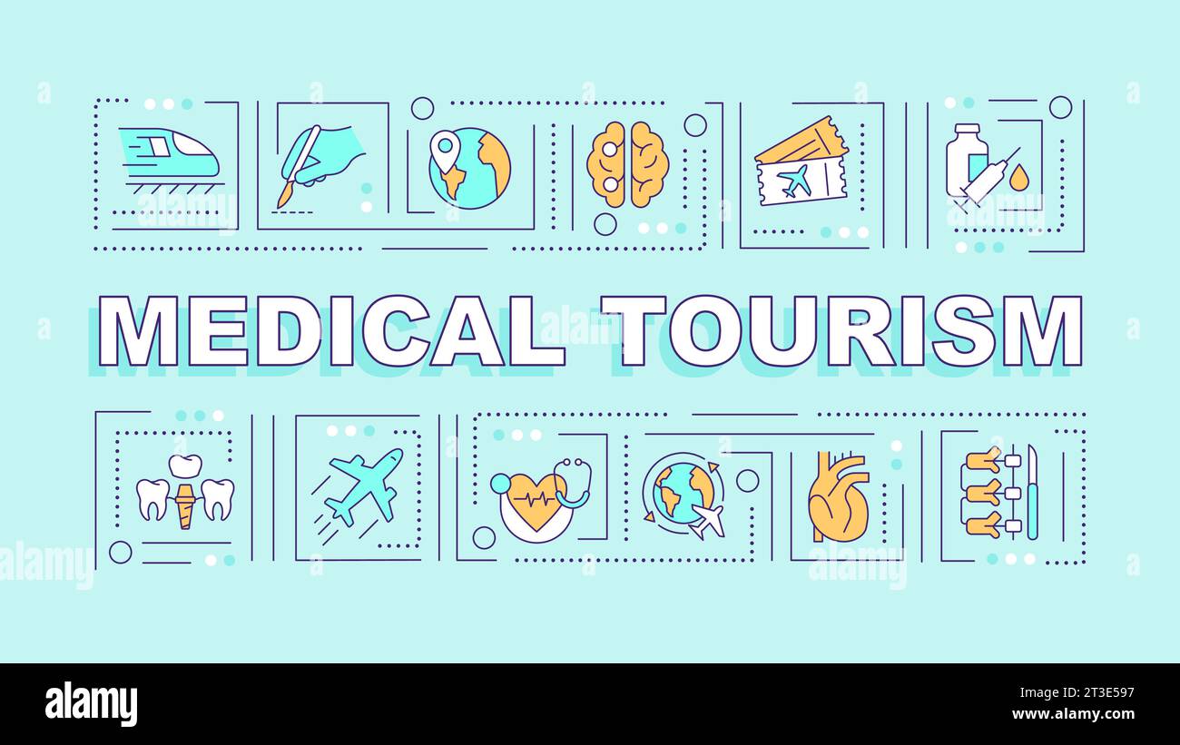 2D medical tourism text with multicolor line icons Stock Vector Image ...