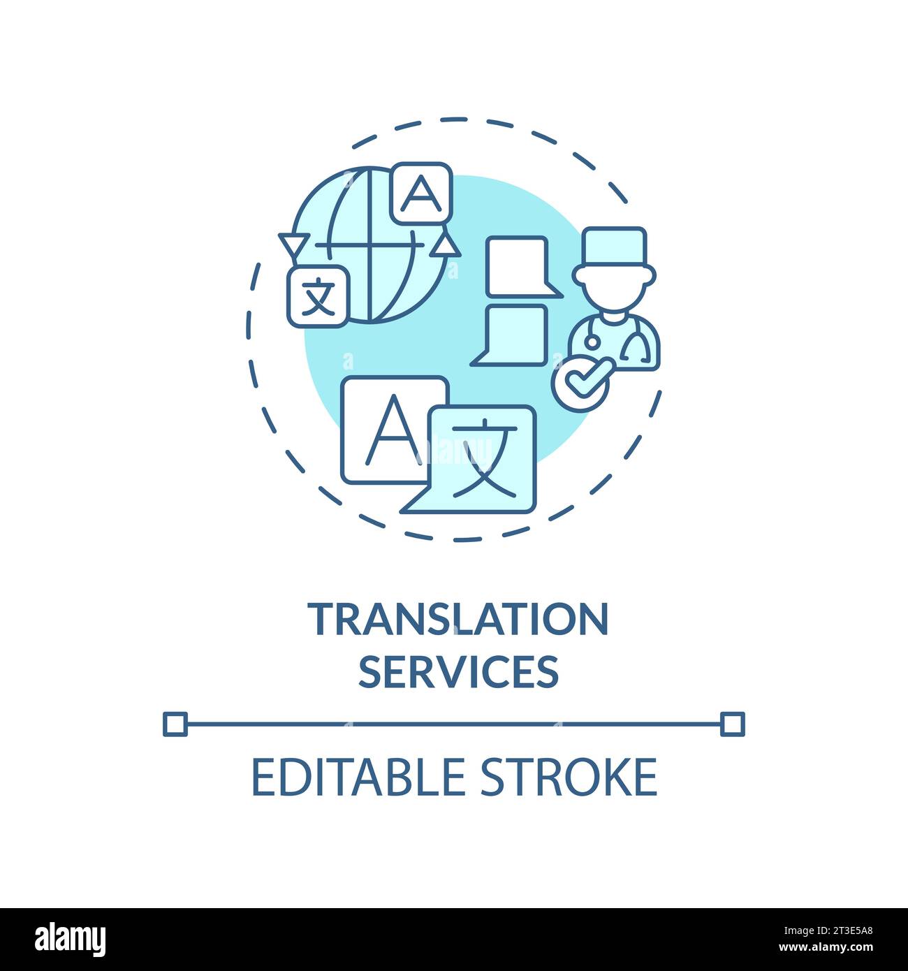 2D thin line blue icon translation services concept Stock Vector Image & Art - Alamy