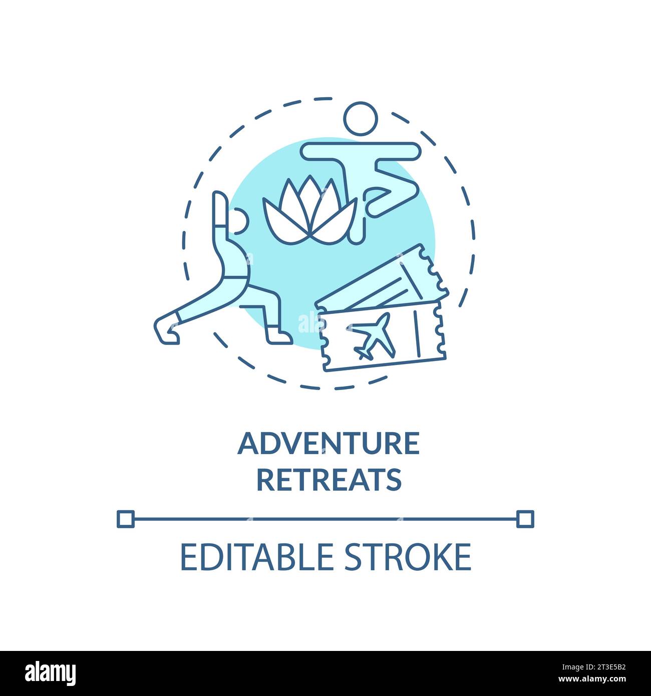 2D thin line blue icon adventure retreats concept Stock Vector Image ...