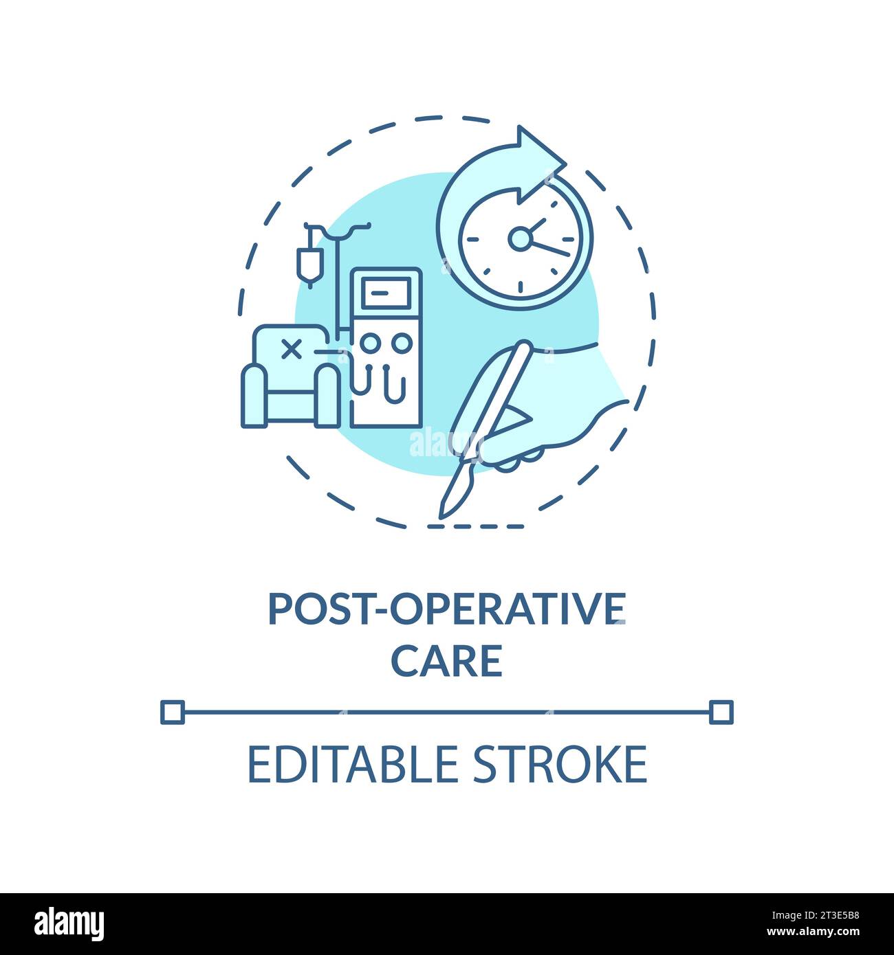 2D thin line blue icon post operative care concept Stock Vector Image ...