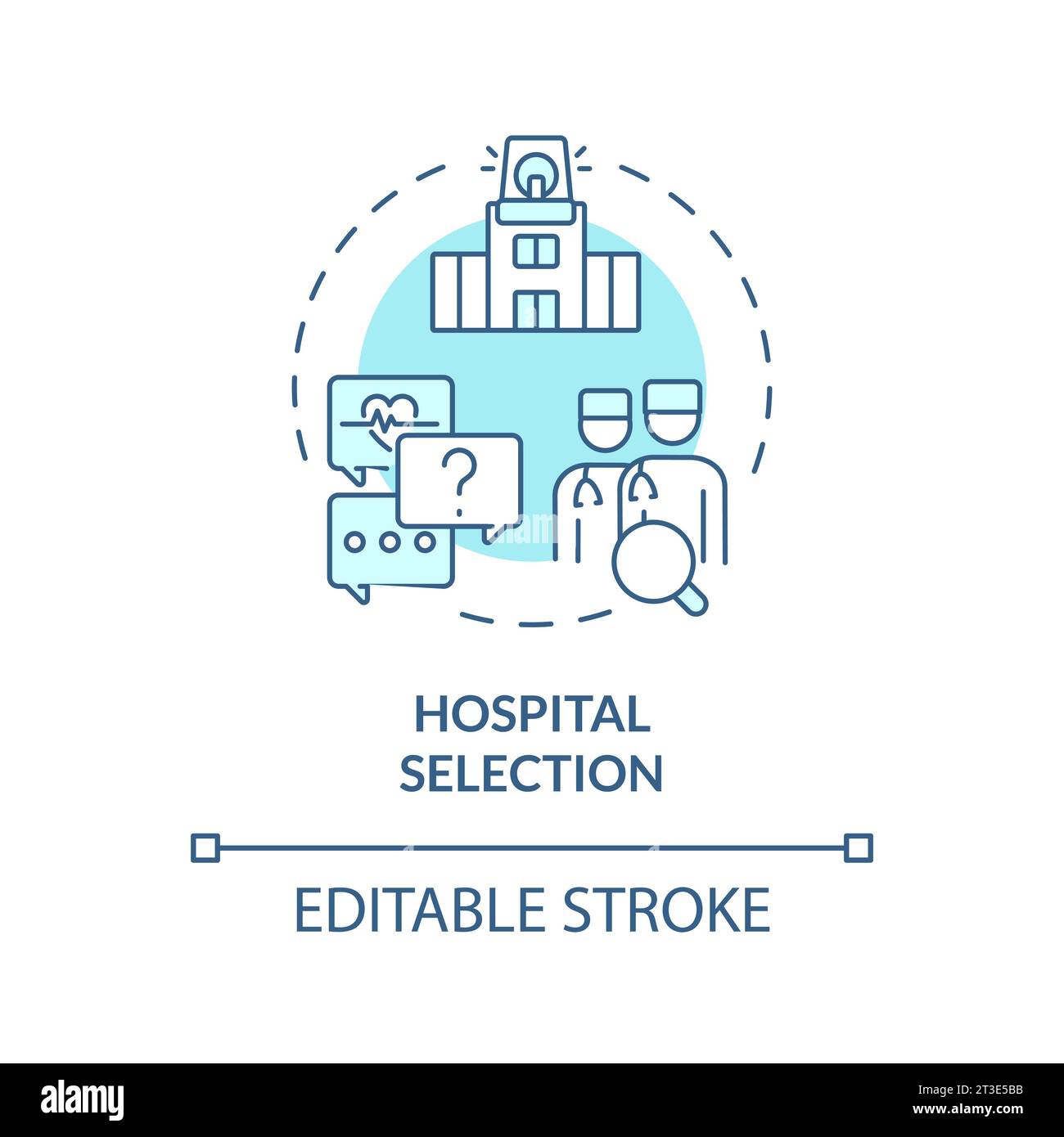 2D thin line blue icon hospital selection concept Stock Vector Image ...