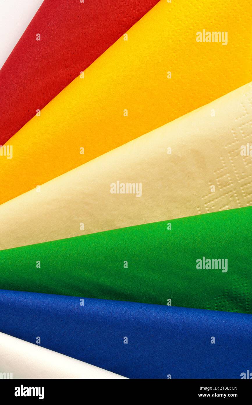 Colorful stack of paper napkins on white background Stock Photo - Alamy