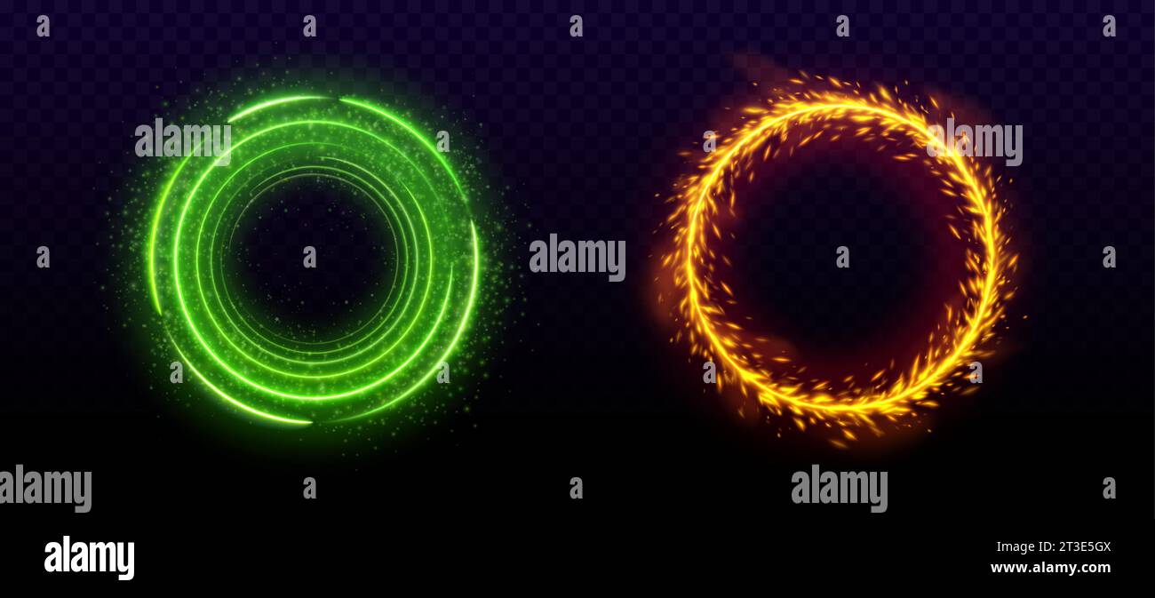 Magic circular portal with light glow effect. Realistic vector ...