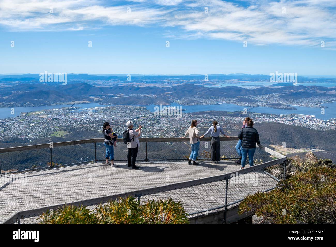 View over the city of Hobart, from the summit of Mt Wellington in ...