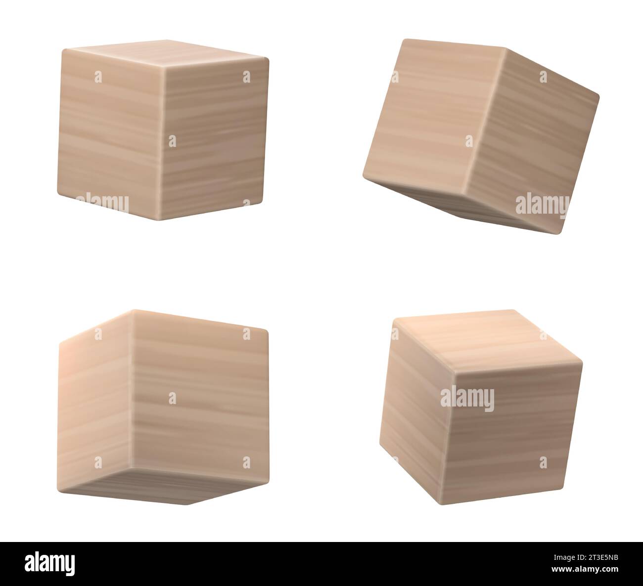 3d Wood Cube Block Realistic Vector For Word Game Isolated On White Background Wooden Education