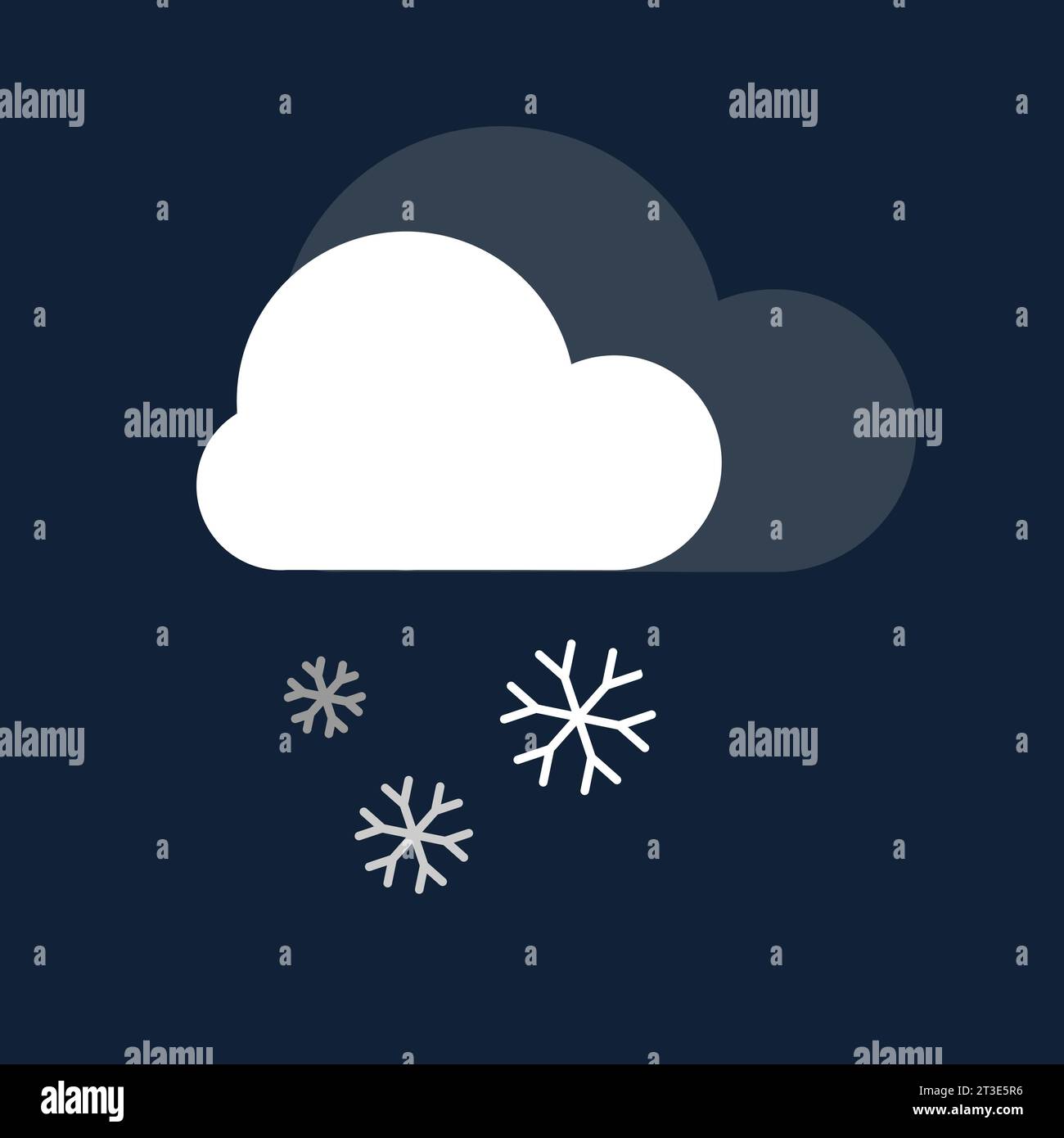Clouded sky with snowflake falling. weather illustration in flat design ...