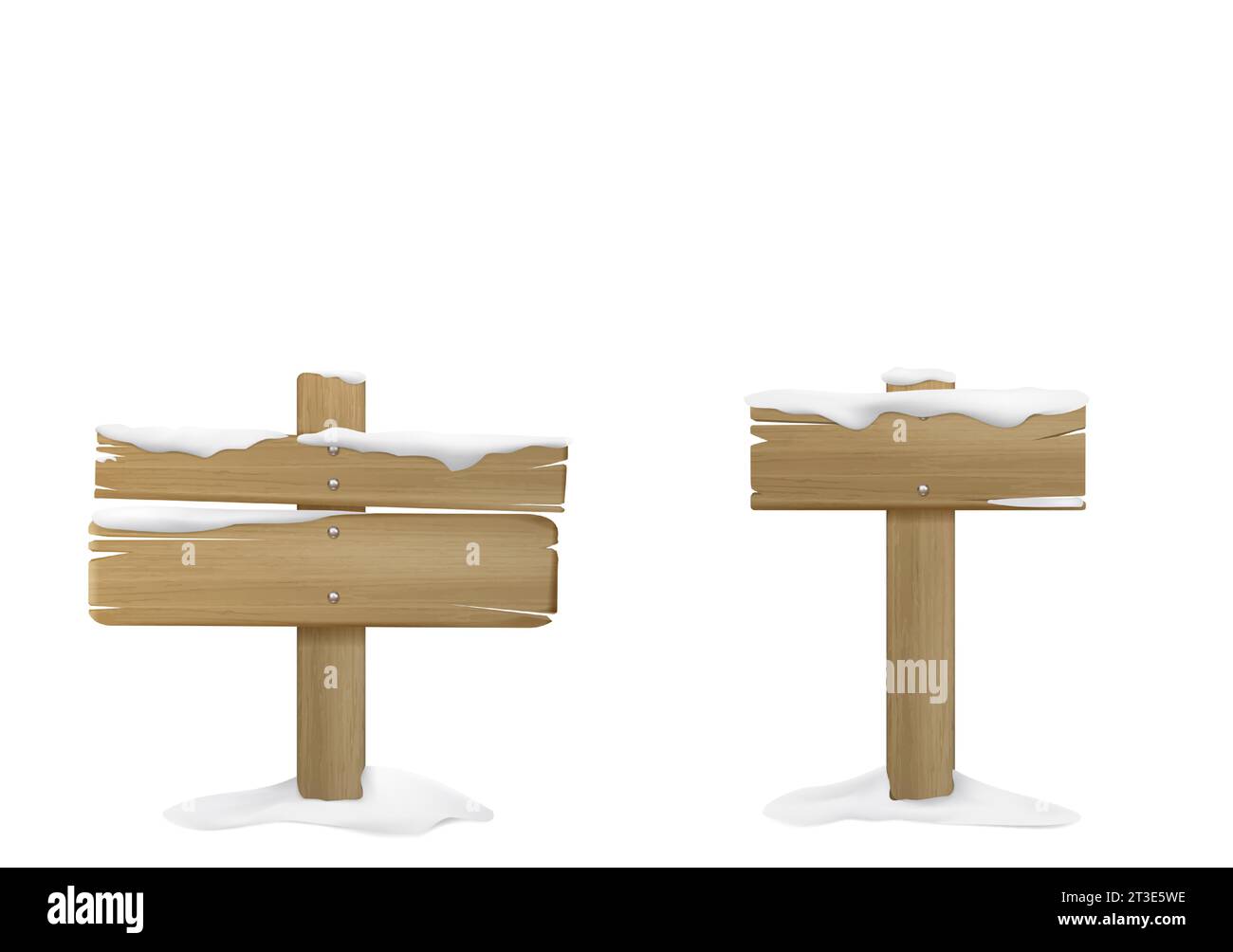 Winter wooden road sign board with snow vector. Christmas wood texture ...