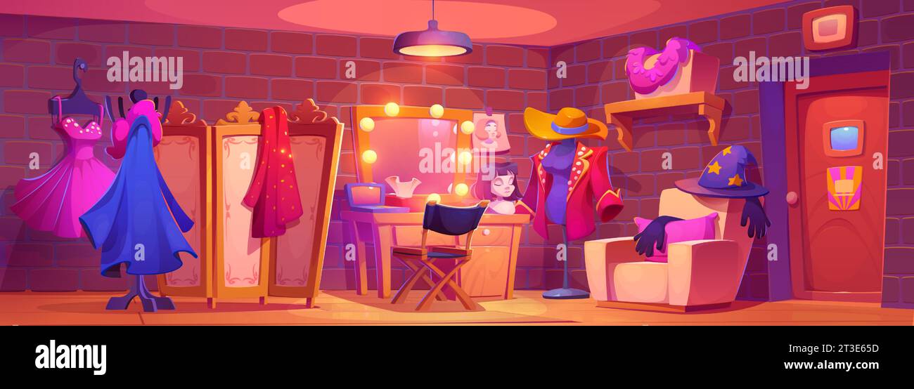 Theater dressing room interior. Vector cartoon illustration of show ...