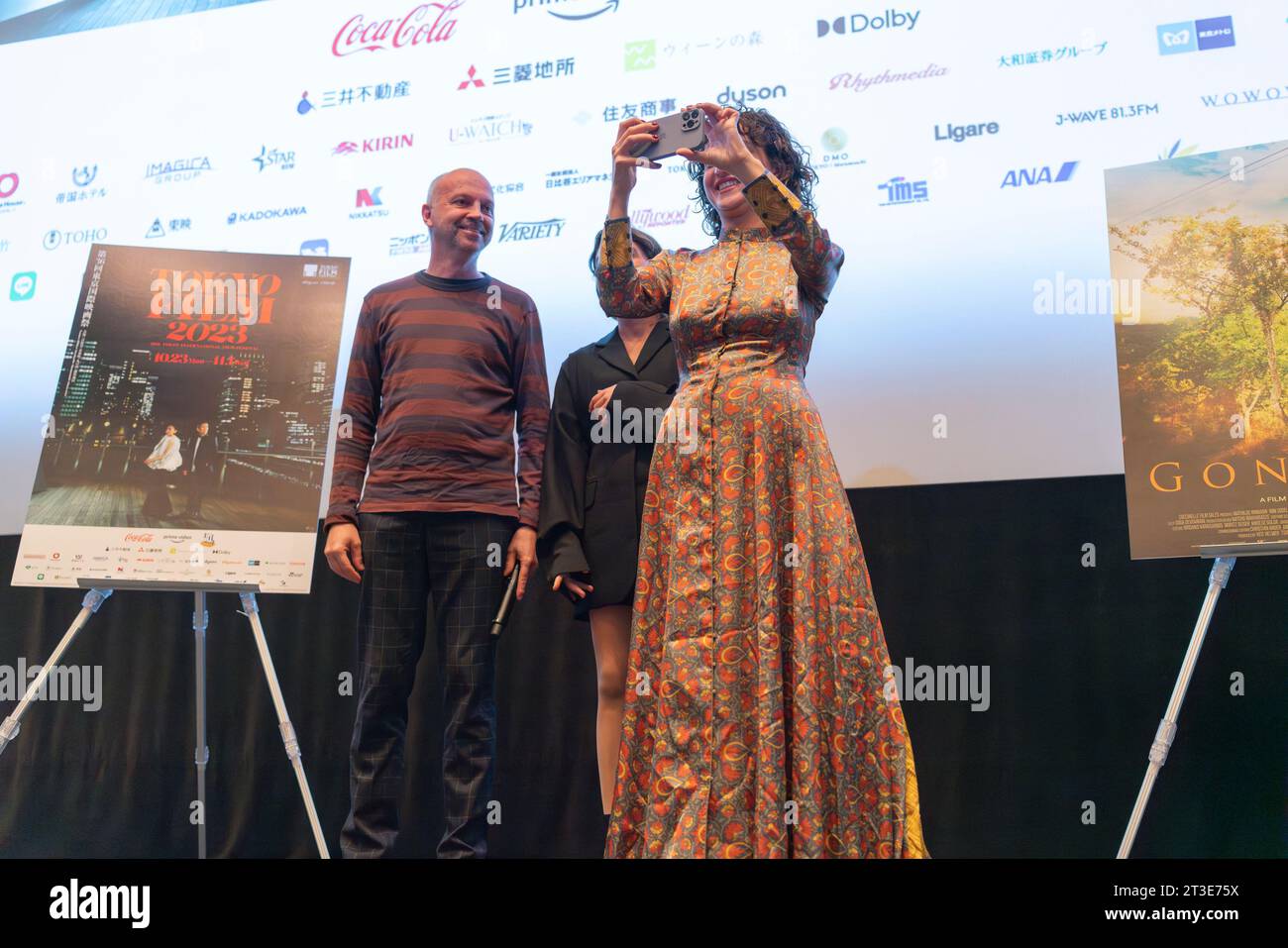 Tokyo, Japan. 25th Oct, 2023. (L-R) Veit Helmer, Nini Soselia, Keti ...