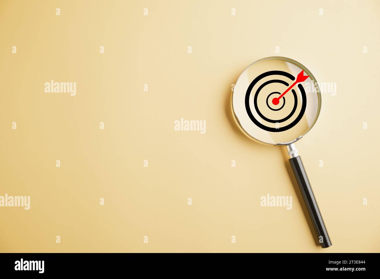 Target board inside magnifier glass for focus business objective Stock ...