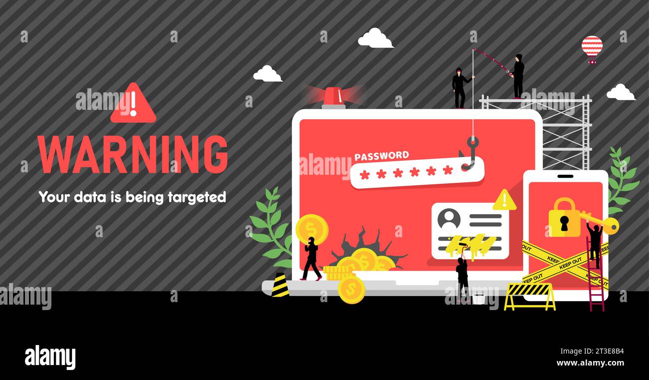 Cyber crime ( Internet security ) vector banner illustration Stock ...