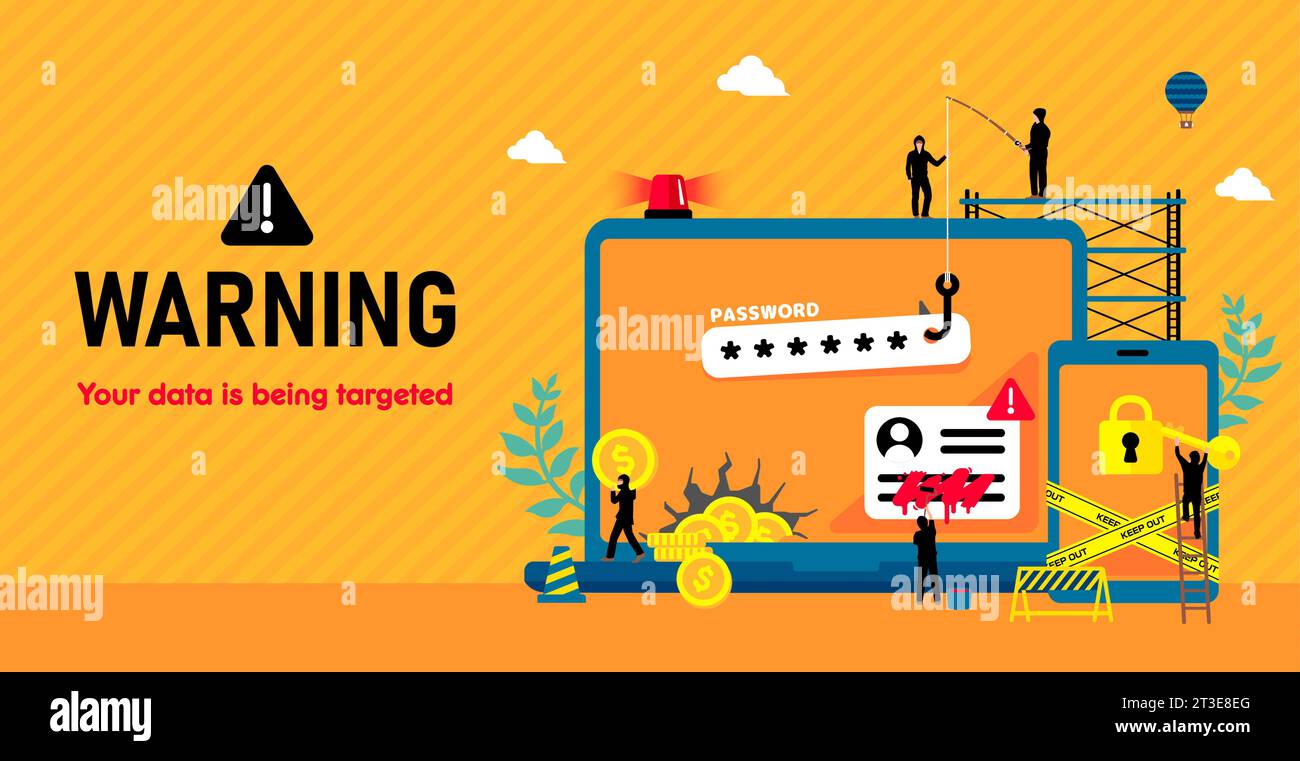 Cyber crime ( Internet security ) vector banner illustration Stock ...