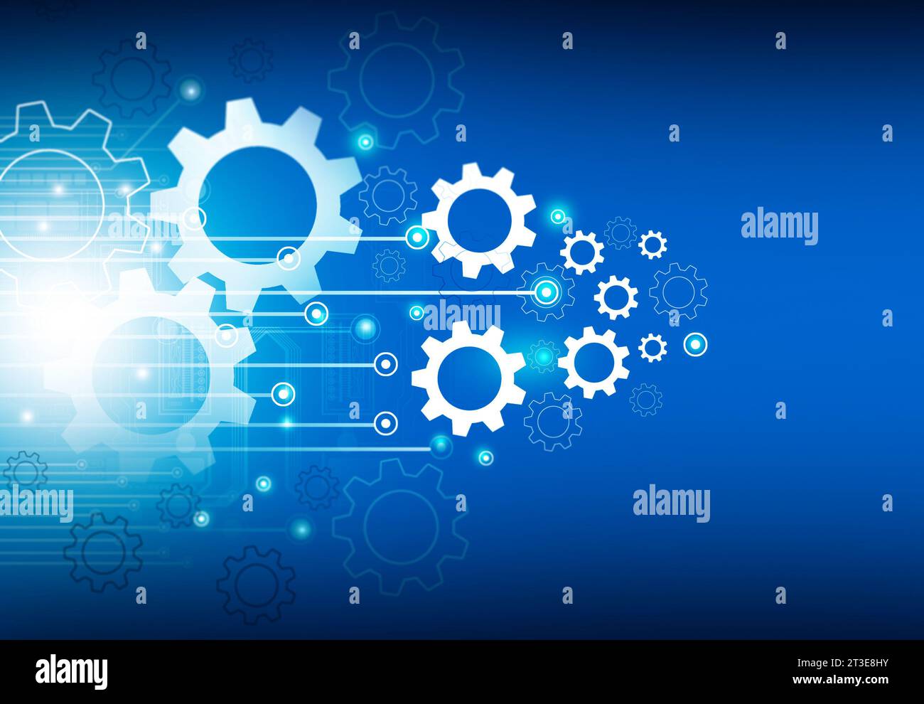 Abstract gear wheels on futuristic technology background.Digital ...