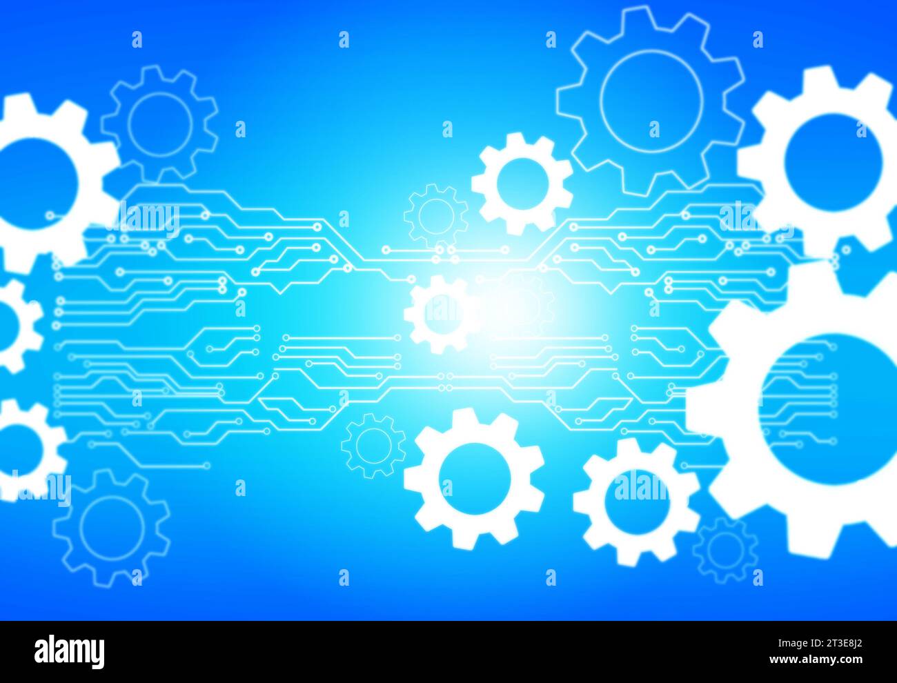 Abstract gear wheels on futuristic technology background.Digital ...