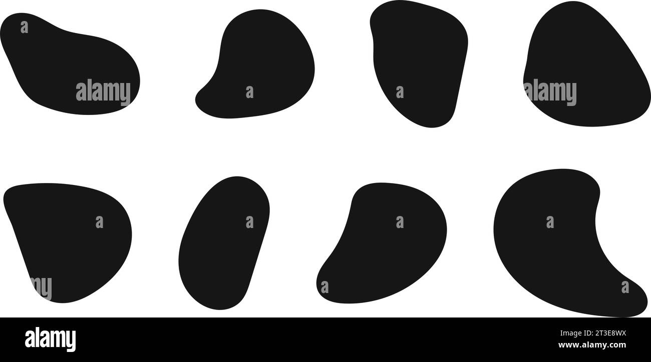Black Irregular Shapes Organic Blobs Liquid Ink Stains Distorted Blots Silhouettes Isolated