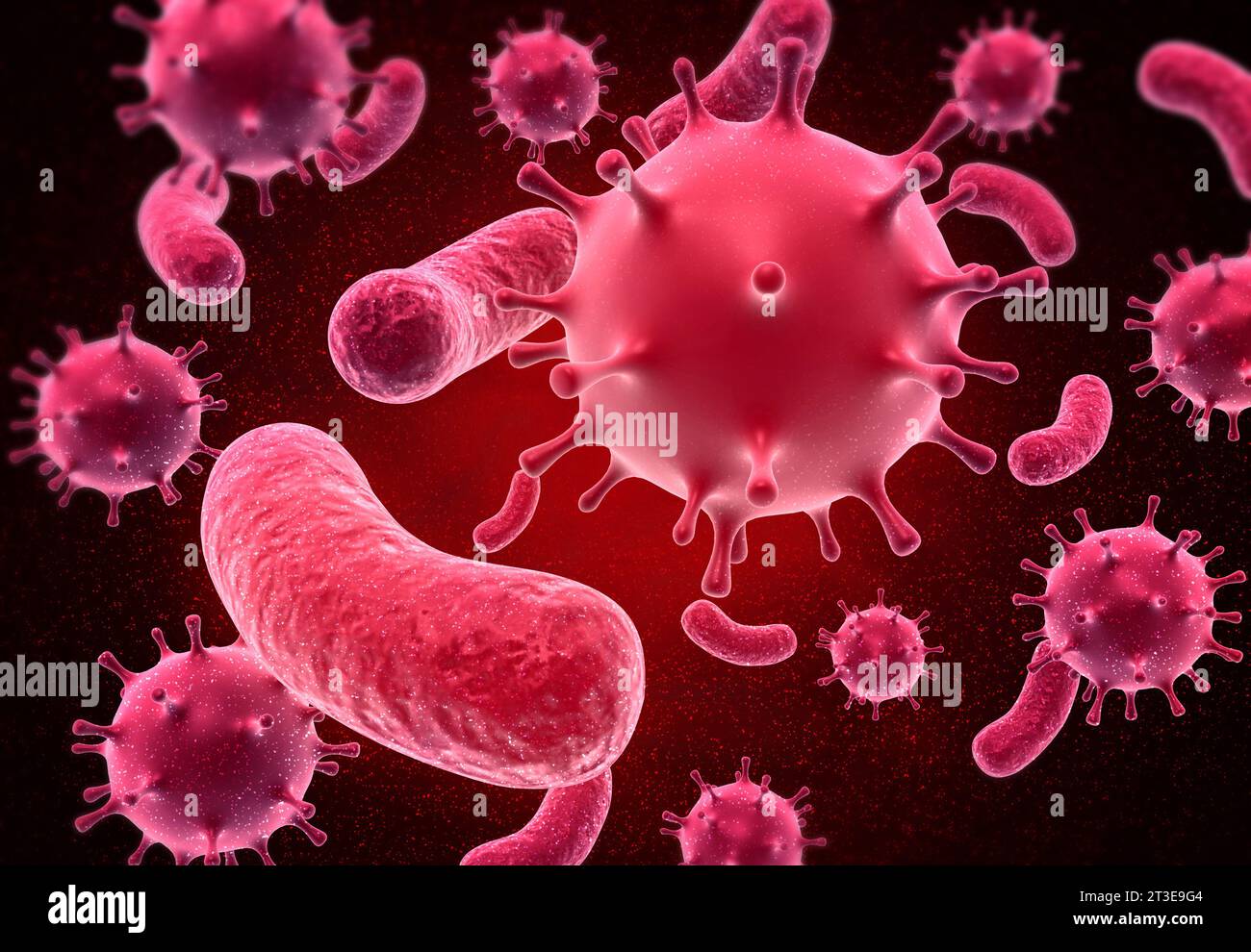 Bacteria and viruses on science background. 3d render Stock Photo - Alamy