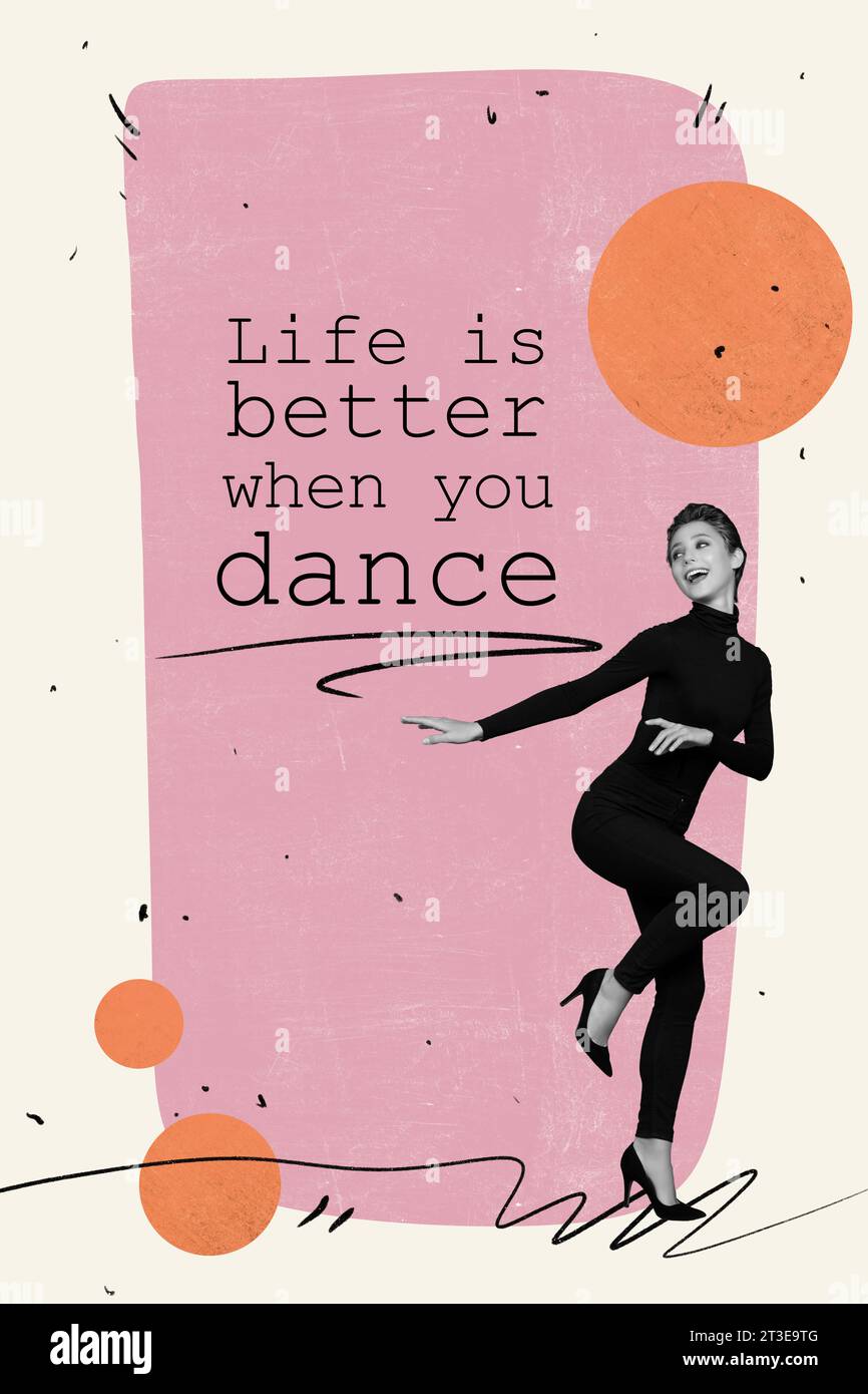 Collage motivational poster of positive pretty girl say life is better ...