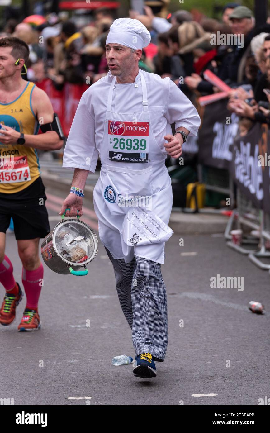 Jared Levine, official record attempt in a chef costume, running in the ...