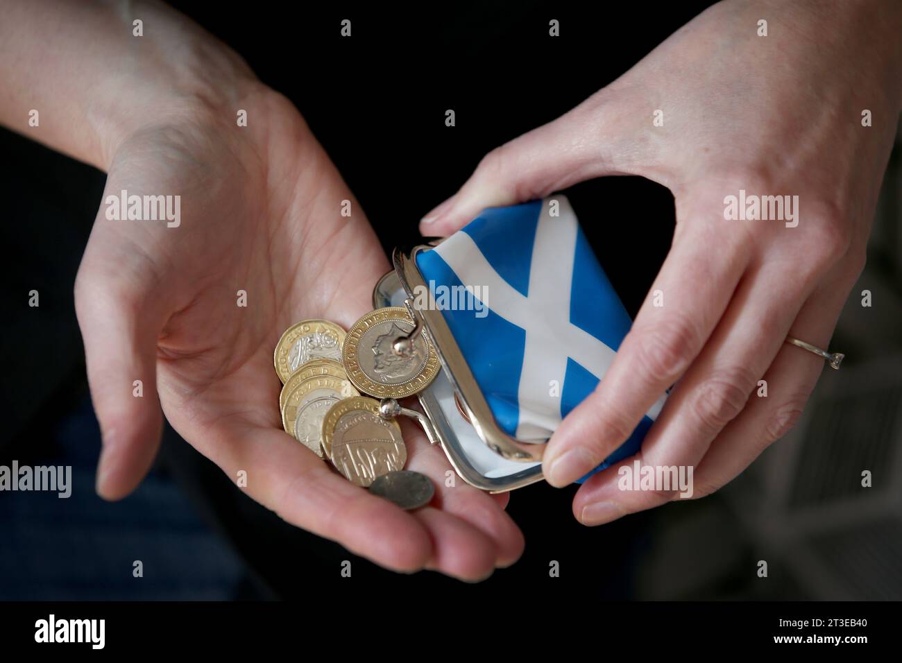 File photo dated 09/04/18 of coins in a Saltire purse, as the process ...