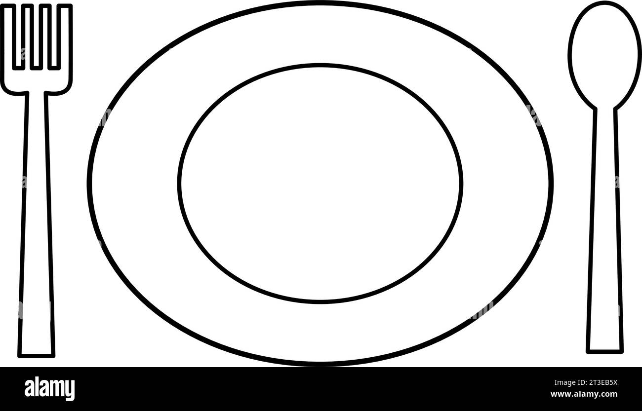 Plate, Spoon, and Fork - Web UI Mobile App Icon and Food Symbol in ...