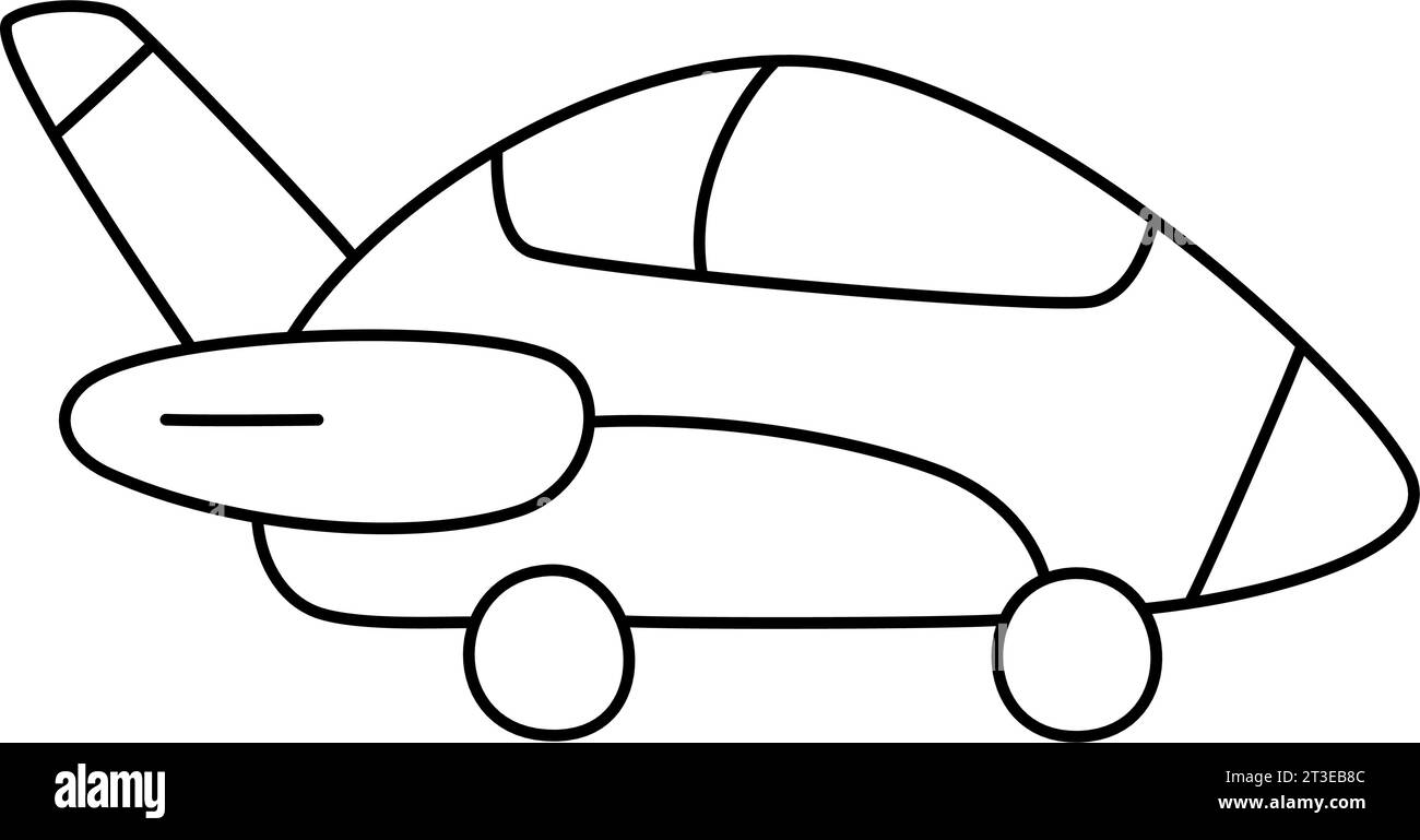 Airplane - Black Solid Line Cartoon Element of Vehicle Coloring Book ...