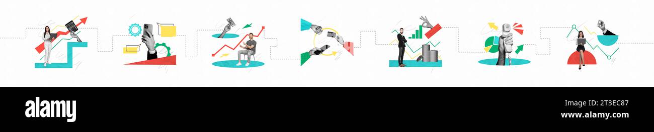 Picture image collage of confident successful people business workers ...