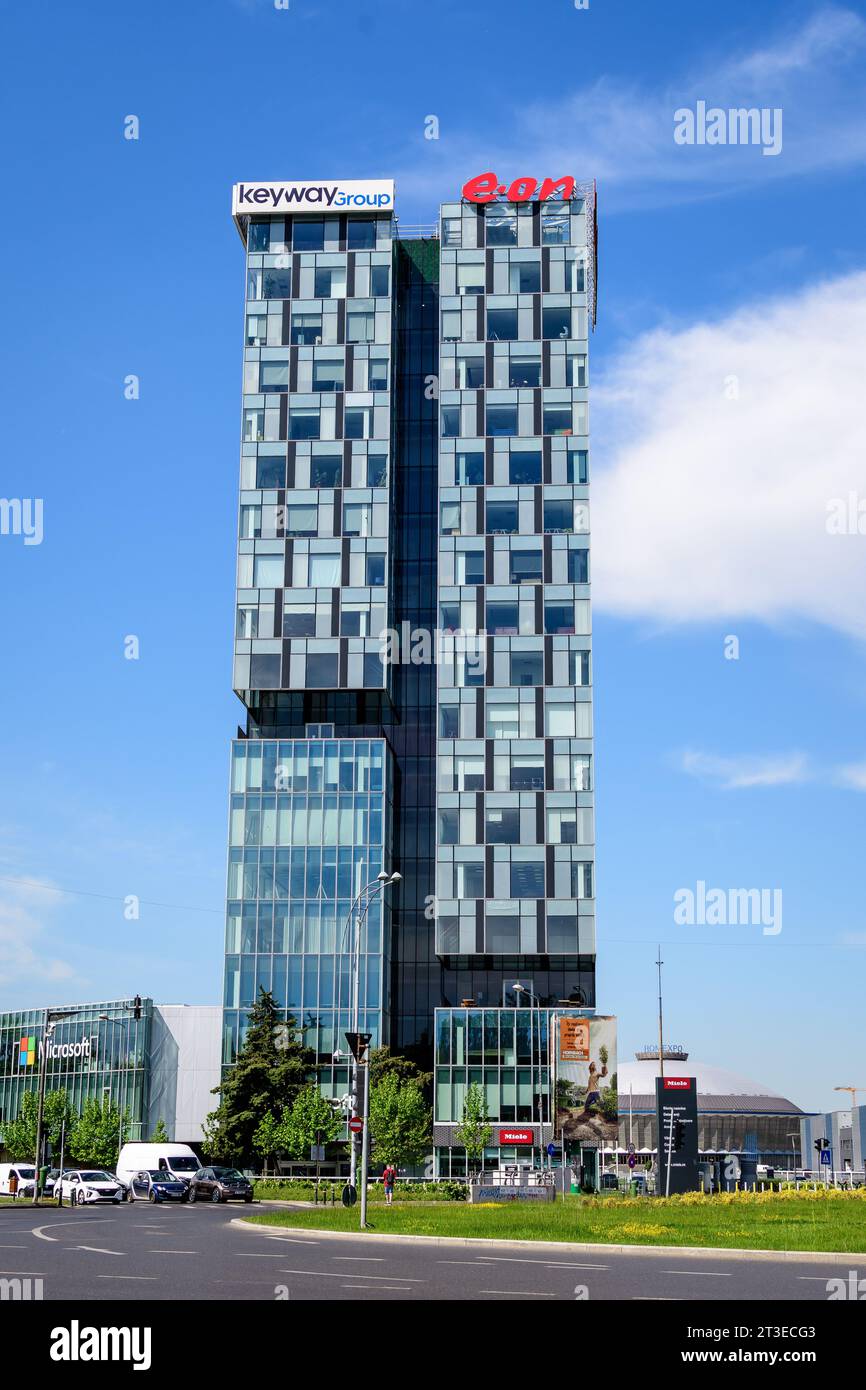 Bucharest, Romania - 15 May 2021: South Tower of the City Gate Towers ...