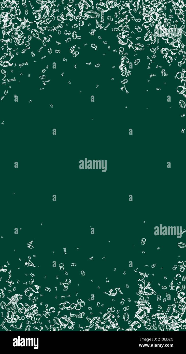 Concept of school background. White chalk numbers and digits falling ...