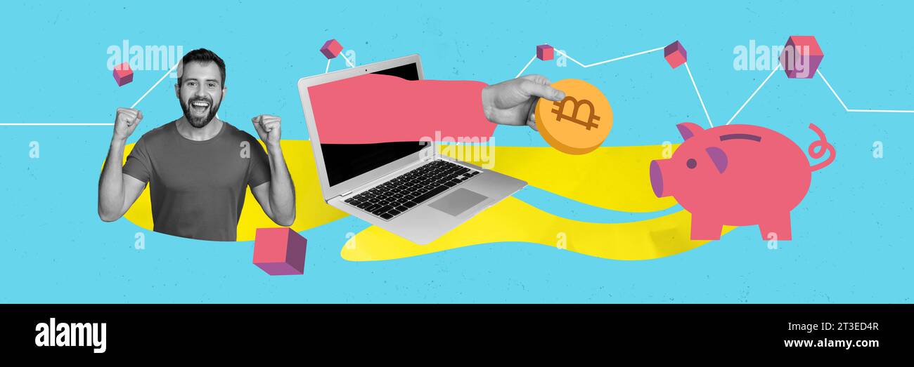 Photo cartoon comics sketch collage picture of funky lucky guy earning ...