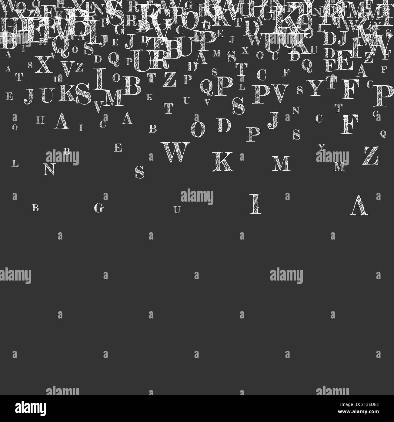 Concept of school background. White chalk falling letters of English ...