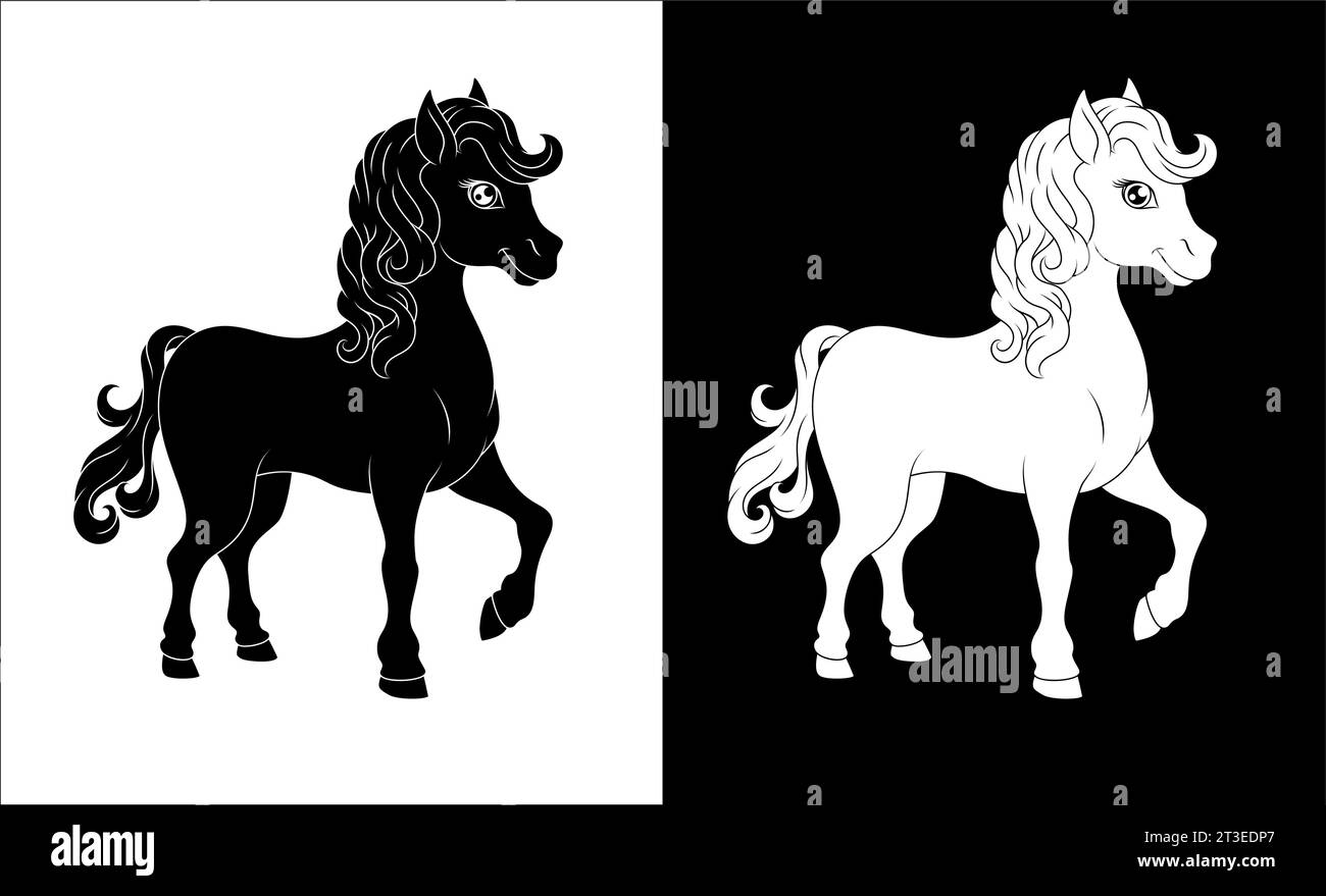 Horse Cartoon Cute Animal Character Illustration Stock Vector Image ...