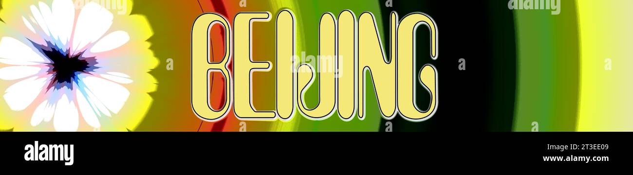 The name of the city BEIJING in capital letters on colorful background ...