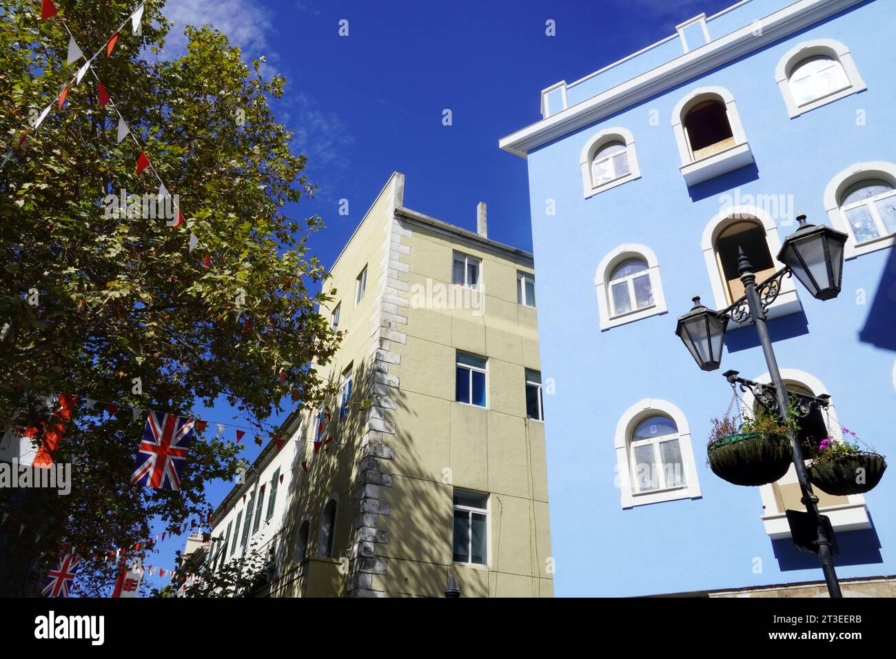 Gibraltar: traditional old buildings with colorful facades in Main ...