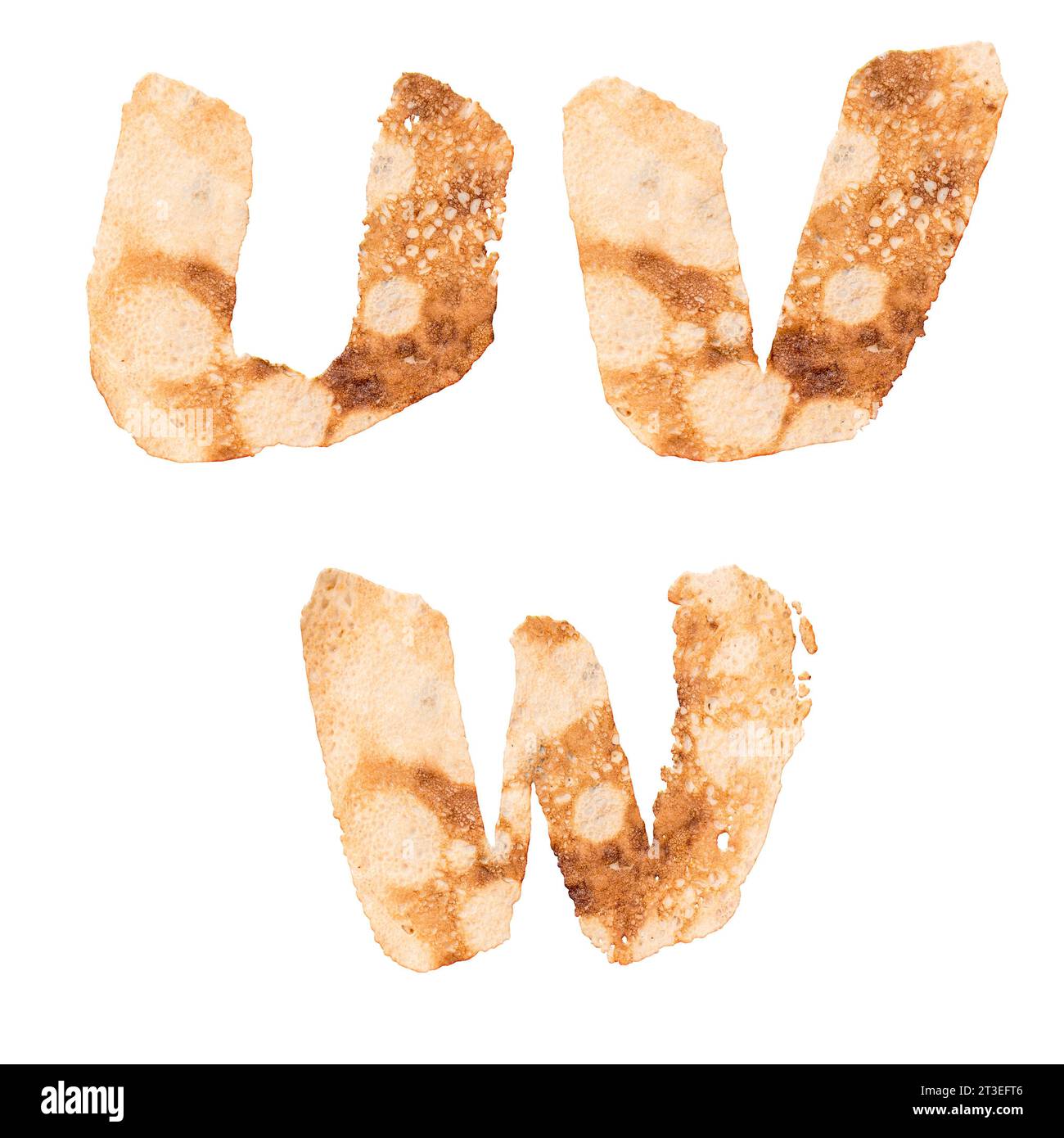 Illustration of pancake capital letter alphabet - letters U-W Stock ...