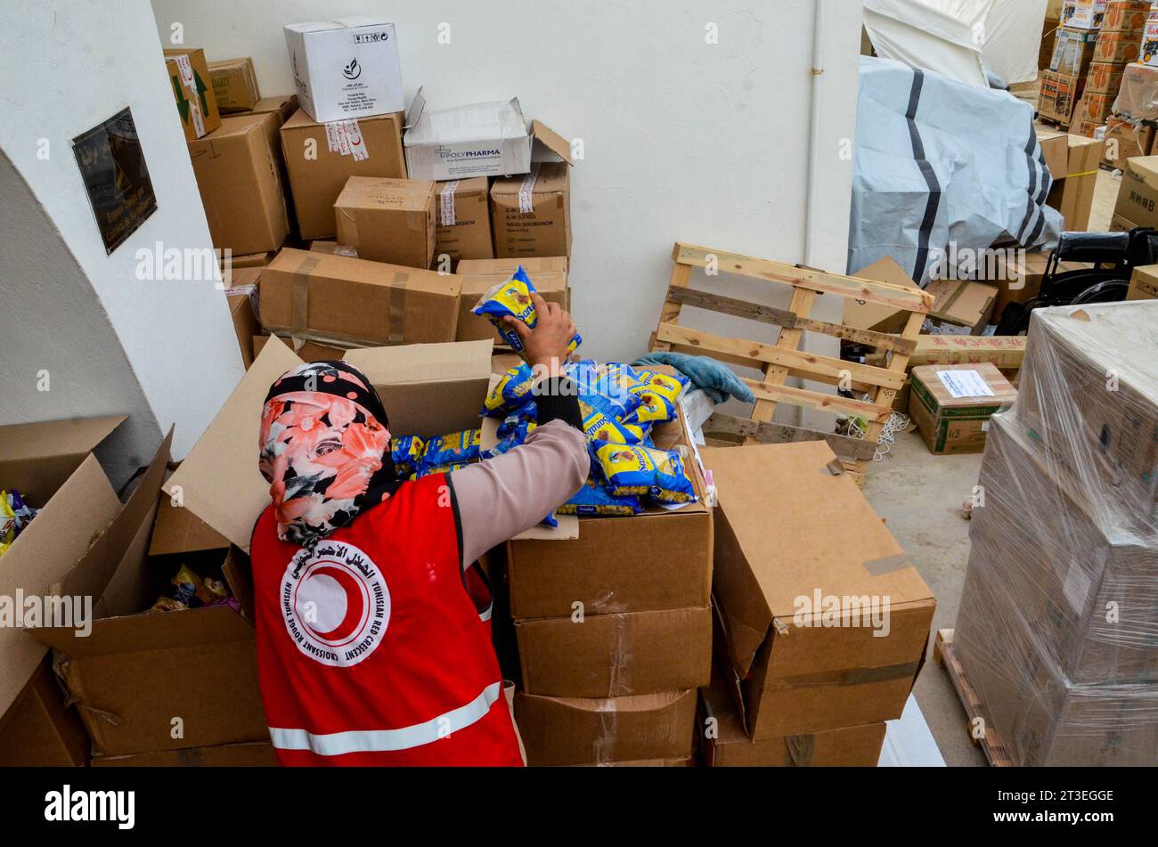 October 24, 2023: Tunis, Tunisia. 24 October 2023. Staff of the ...